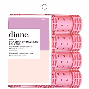 Diane Snap-On Magnetic Rollers Pack of 8 Hair Curlers for Women and Girls, Small, Diameter, Pink, D4719, 8 Count (Pack of 1)