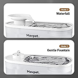 Mavpet Cat Water Fountain with Wireless Pump, 2.5L/84oz Automatic Water Fountain for Cats Inside, Visible Water Level Pet Water Fountain, Ultra Quiet Cat Drinking Fountain with 2 Flilters