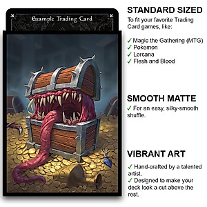 Fantasy North - Treasure Chest Mimic - 100 Smooth Matte TCG Trading Card Sleeves - Fits Magic MTG Commander Pokemon and Other Card Games - Playing Card Sleeves
