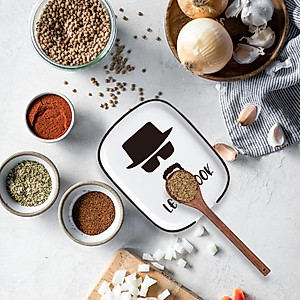 Remifala Ceramic Spoon Rest for Kitchen Stove Top Counter, Funny Let’s Cook Heat Resistant Spoon Holder, Kitchen Cute Decor for Cooking Lovers, Kitchen Accessories for House Warming (Let's Cook)