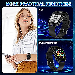 Baometi 1.81'' with Smart Watch(Answer/Make Calls)，Full Touch Smartwatch for Women Men， Android Smart Watch for iPhone Compatible，Multiple Sports Mode Activity