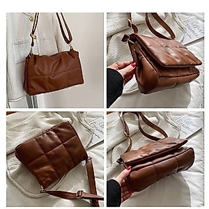 Stylish Cross-straddle Pillow Bag Women's One-shoulder Vintage Down Purse Bag Crossbody Bags for Women Y2k Bag (Black)