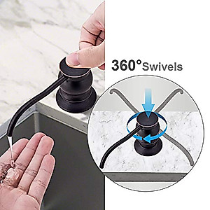 SAMODRA Kitchen Sink Soap/Lotion Dispenser, Brass Pump Head Oil Rubbed Bronze 17 OZ Bottle Built in Design Refill from The Top for Granite Thick Deck Installs