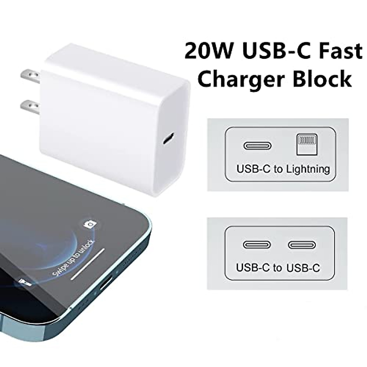 [4Pack] Sehonor 20W USB C Fast Charger Block,PD 3.0 USB Type C Wall Charger Power Adapter for iPhone 14/iPhone 13/13 Pro Max/13 Mini/iPhone 12/Pro Max/Mini/11,iPad Air 2022,iPad Pro,Pixel and Samsung