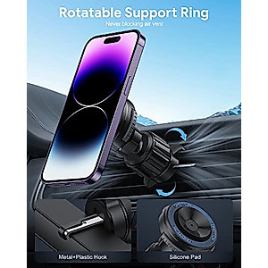 OMOTON for MagSafe Car Mount, O-Mag DriveSafe Magnetic Air Vent Car Phone Holder, Powerful Magnetic Mounting and Vacuum Suction Cup for iPhone 14 13 12 Pro Plus Max Mini MagSafe Case