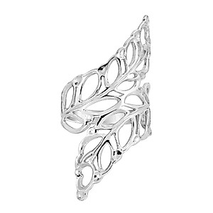 AeraVida Beautiful Exquisite Cut-Out Leaf-Leaves Wrap .925 Sterling Silver Chic Ring for Men Women - Size 6