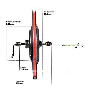 EBIKELING Waterproof Ebike Conversion Kit for Electric Bike 20" Rear Wheel Electric Bicycle Hub Motor Kit