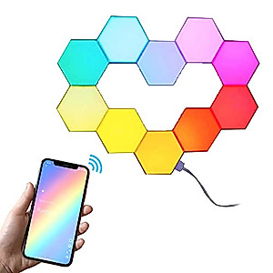Yescom APP Control Hexagon LED Lights 10 Pack WiFi Wall Hex Light Gifts Gaming Room Bedroom Decor Work with Alexa Google