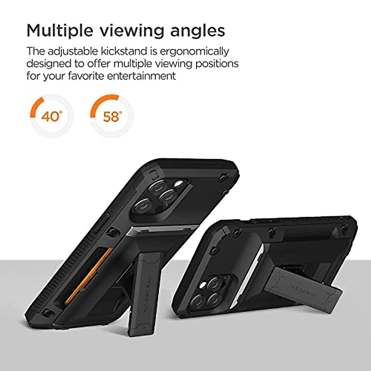 VRS DESIGN Damda Glide Hybrid Phone Case for iPhone 12 Pro Max, with [4 Cards] Sturdy [Semi Auto] Credit Card Holder Slot Wallet and Kickstand for iPhone 12 Pro Max 6.7 inch(2020) (Black)