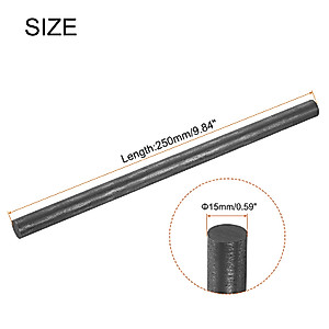MECCANIXITY Graphite Rod, Graphite Stirring Rod Cylinder Stick Carbon Rod 250x15mm Black for Electrode, Melting Casting, Crucibles, Pack of 3