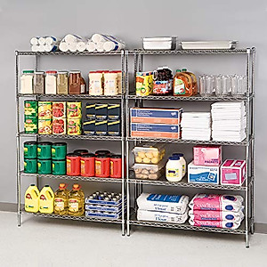 Seville Classics UltraDurable Heavy Duty NSF Solid Steel Wire Rack Storage Unit Organizer for Garage, Warehouse, Office, Restaurant, Classroom, Kitchen, 5-Tier Shelving, 48" W x 18" D