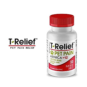 T-Relief Pet Pain Relief Arnica +12 Powerful Natural Medicines Help Ease Muscle Joint & Hip Pain Soreness Stiffness & Injuries Max Fast-Acting Soother for Dogs & Cats - 90 Tablets