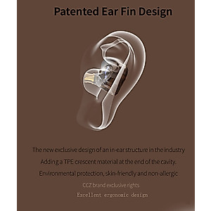 CCZ in Ear Monitor Wired Earbud in Ear Headphones,1DD HiFi Bass Immersive Sound Earphones, for Drummer Musicians Singer Stage Earbuds, Patented Ear Tips Headset, Coffee Bean(Brown No Mic)