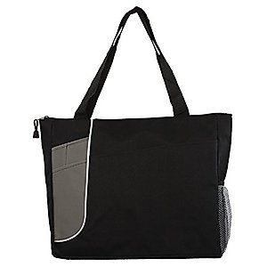 Two-Toned Poly Zippered Tote Bag