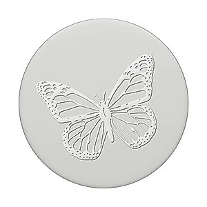White Butterfly Phone grip on light Silver PopSockets Swappable PopGrip