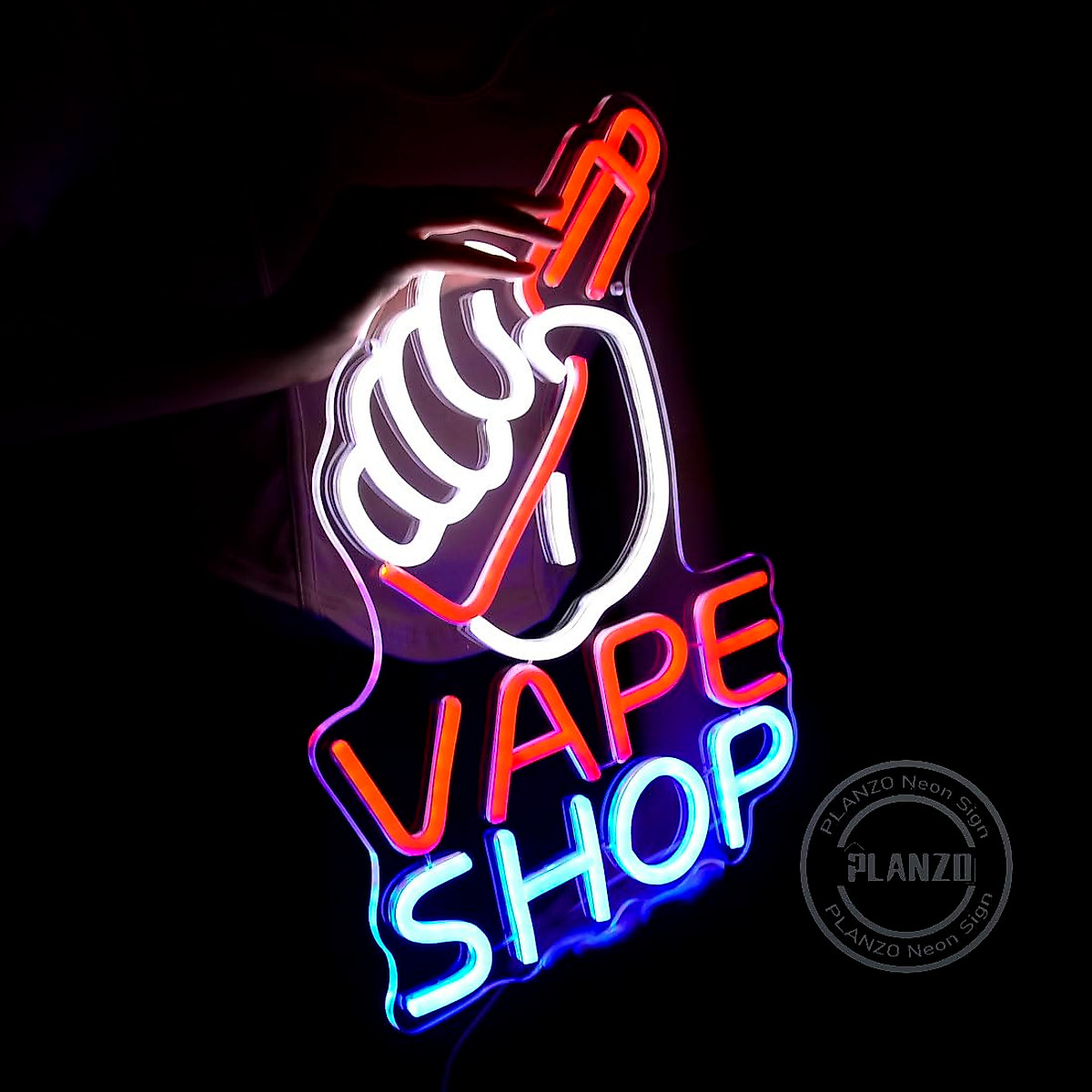 Planzo VAPE Shop Neon Sign for Smoke Shop LED Light Up E-cigar Business Store Sign Logo Wall Decor Neon Night Light Birthday Christmas Dad Husband Gift 5V 15.75"