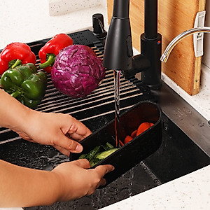 BRAQ Roll Up Dish Drying Rack 17.32" x 14.56" Portable Stainless Steel Sink Rack with 1 Storage Baskets Over The Sink Dish Drying Rack for Kitchen Dishes Cups