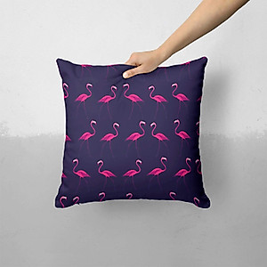 iiRov Tropical Neon Summer Flamingo - Custom Decorative Home Decor Indoor or Outdoor Throw Pillow Cover for Sofa, Bed or Couch Cushion (Pillow CASE Cover ONLY)
