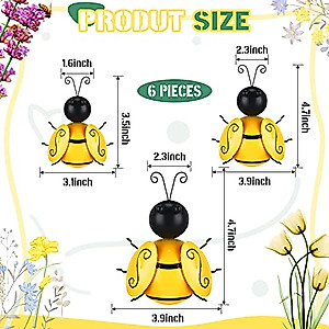 Moxweyeni 6 Pack Metal Bumble Bee Wall Art Sculptures Garden Decorations, 3D Iron Hanging Bee Wall Decor for Indoor Outdoor Home Garden Yard Lawn Yard Lawn Fence Decoration