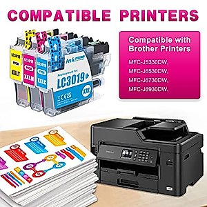 InnerTeck 3 Color Replacement for MFC-J6530DW J6930DW LC3019 XXL LC30193PK Cyan Magenta Yellow High Yield Ink Cartridges Work for Brother MFC-J6530DW MFC-J6930DW MFC-J6730DW MFC-J5330DW Printer