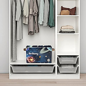 Space System Planets Personalized Large Storage Box for Toy,Bathroom,Nursery,Home Kitchen Shelves,Custom Closet Decorative Storage Bins 1 Pack