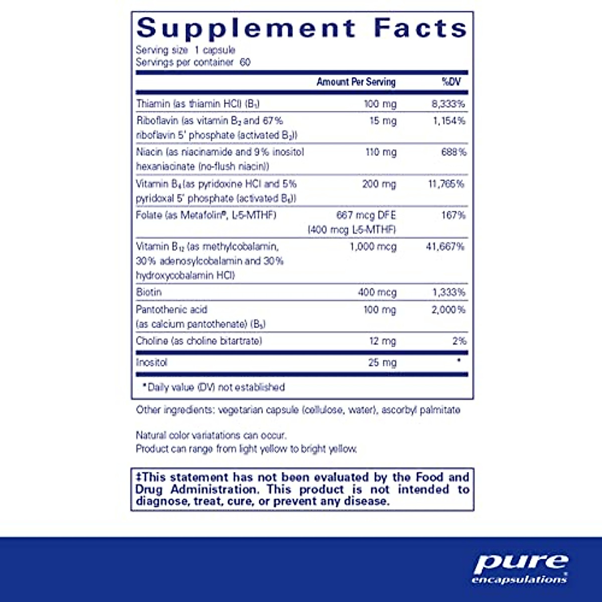 Pure Encapsulations B6 Complex | Vitamin B6 Supplement to Support Cellular, Cardiovascular, Neurological, and Psychological Health* | 60 Capsules