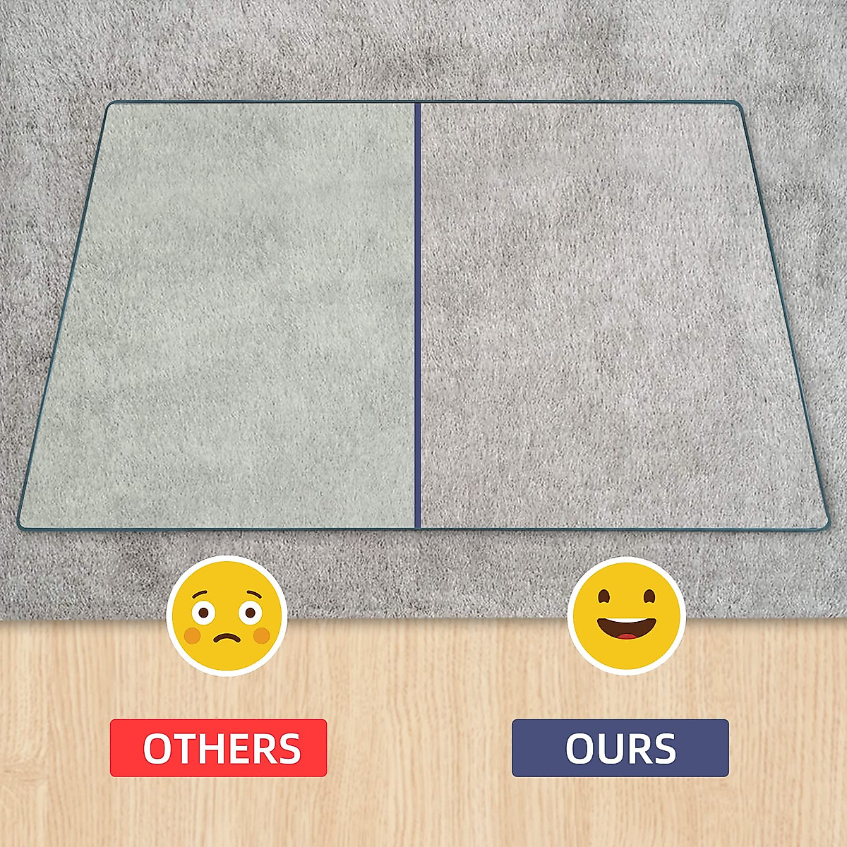 FARUIFETT Tempered Glass Chair Mat, 1/4" Thick 36" x 46" Office Chair Mat for Carpet Hardwood Floor, Heavy Duty Hard Chair Mat, Effortless Rolling, Easy Clean, Not Prone to Scratch