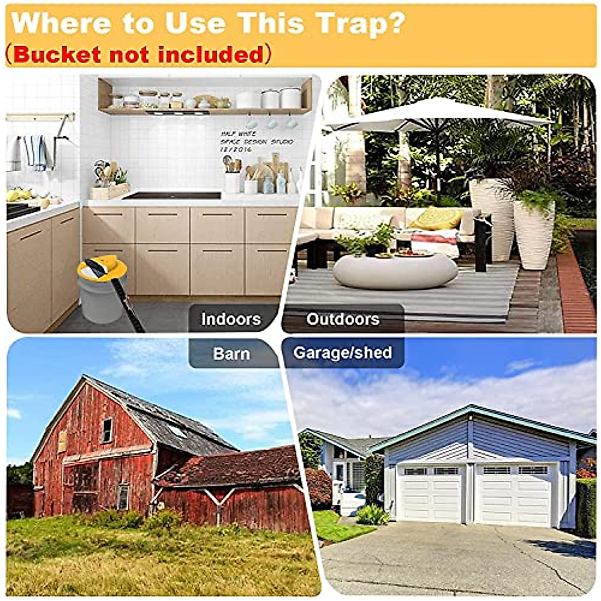 Mouse Trap Bucket, Flip and Slide Bucket Lid Mouse Trap, Auto Reset Mice Chipmunk Traps for House Indoor Sanitary Mouse Traps Indoor Outdoors, Compatible 5 Gallon Bucket（2 Pack）