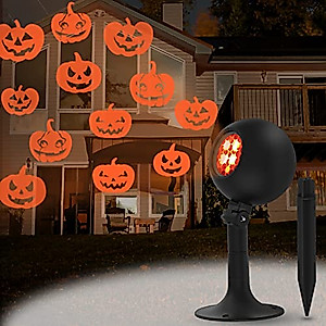 Auxiwa Halloween Lights with Pumpkin Projector Lights Waterproof Outdoor Indoor Holiday Light LED Landscape Lights for Halloween Theme Party Yard Garden Decorations