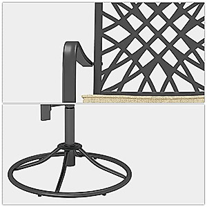 NSdirect Outdoor Swivel Chairs Set of 2, Patio Dninning Chairs with Cushion, Black Metal Bistro Arm, Rocking Chairs for Garden Backyard Lawn, Black and Khaki