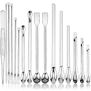 16 Pieces Stainless Steel Lab Spatula Micro Scoop Tweezers Set Laboratory Sampling Spoon Mixing Spatula for Powders