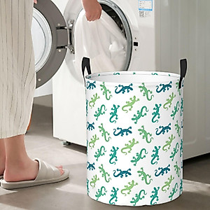 Large Laundry Basket with Handles - Cartoon Cute Lizard Gecko_B Dirty Clothes Hamper for Bedroom Aesthetic