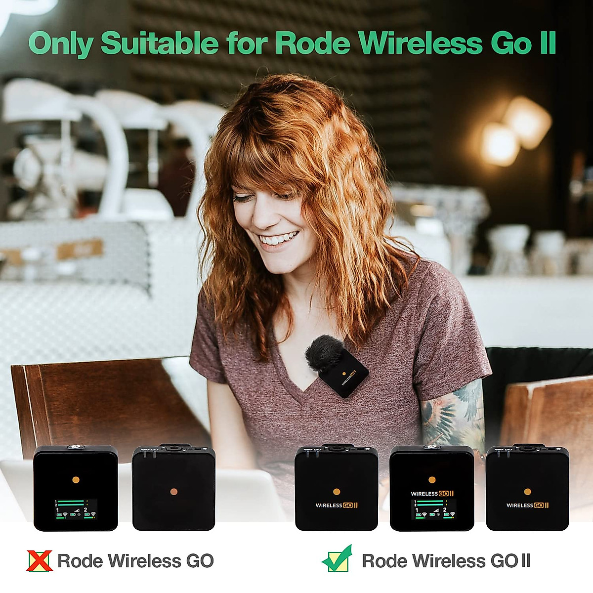 SUNMON Mic Pop Filter Furry Windscreen for Rode Wireless Go 2 Microphone，Windproof and Noisy, Rode Wireless Mic Cover Furry Foam Compatible with RODE Wireless Go 2 (2 PC)