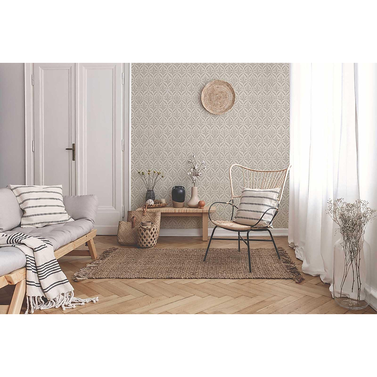 YXTII Boho Wallpaper Peel and Stick Wallpaper Vintage Wallpaper Stick and Peel Damask Wallpaper Self Adhesive Removable Wallpaper for Bedroom Drawers Cabinets