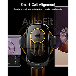 [Auto-Alignment Coil Version] ZOOAUX Wireless Car Charger, 15W Auto Clamping Car Charger Mount Air Vent Charging Phone Holder for iPhone 13 12 11 Xs X 8, Samsung Galaxy Z Flip3 S22 S21 S9 Note 10, etc
