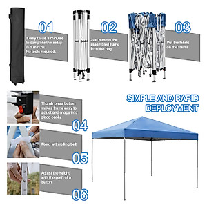 ZENY 10x10 Pop Up Canopy Tent Portable Outdoor Canopy Tent for Parties Camping Patio Gazobo Instant Shelter Beach Sun Shade, Height Adjustable Straight Legs, Waterproof UV Resistant, Wheeled Carry Bag