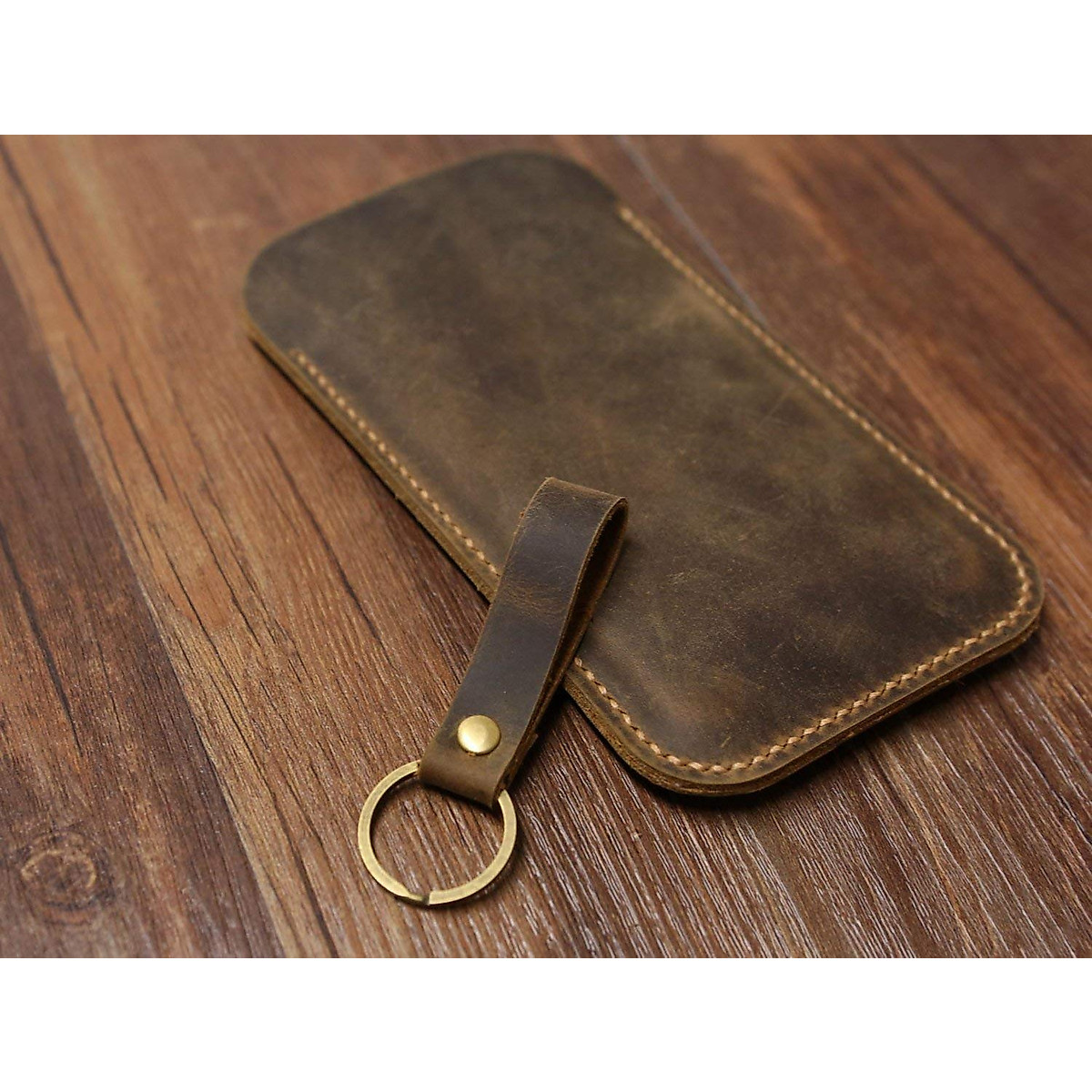 Distressed Brown leather iPhone 11 Pro Max sleeve/iPhone 6 7 8 plus case sleeve/iPhone X XR XS Max sleeve pouch - IP005S