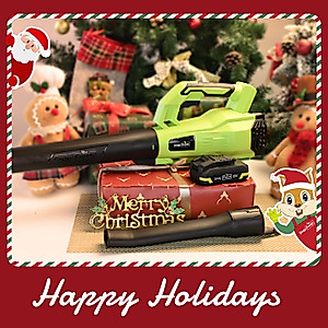 SnapFresh Cordless Leaf Blower - 180 CFM Leaf Blower with Battery & Charger, 2 Section Tubes, Free Control Speed,Lightweight, Electric Leaf Blower for Blowing Leaves, Lawn Care, Dust & Other Debris