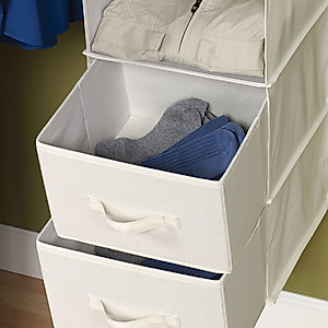 Household Essentials 311306 Set of 2 Drawers for Hanging Shelf Closet Organizers | Natural Canvas Fabric Bin with Handle