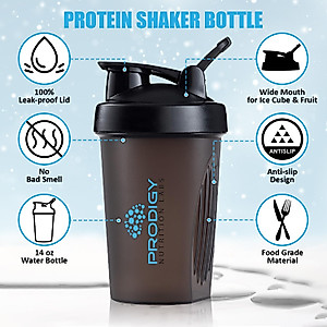 Prodigy Nutrition Labs Premium Shaker Bottle Perfect for Workout Supplements, Protein powder, Sports drinks, BPA Free, Portable Bottle for Fitness Enthusiasts Athletes -14 Ounce