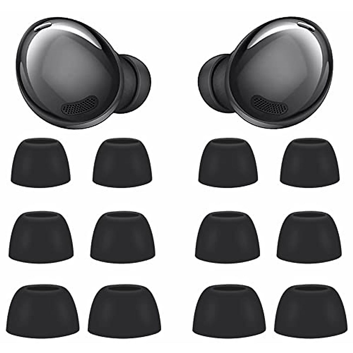 6 Pairs Replacement Galaxy Buds Pro Eartips Earbuds, S/M/L 3 Size Silicone Rubber Flexible Ear Tips Buds Wing Tips Fit in Case Compatible with Samsung Galaxy Buds Pro - Phantom Black