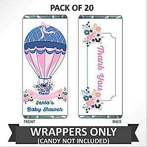 Hot Air Balloon Party Favors, Personalized Candy Wrappers for Chocoalte, Pack of 20 Custom Hershey Bar Labels