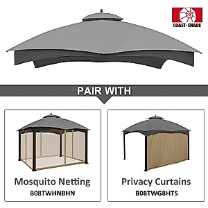 CoastShade Patio 10X12 Replacement Canopy Roof for 10X12 Gazebo Backyard Double Top Gazebo #GF-12S004B-1（Gray）