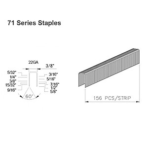 22 Gauge 71 Series 3/8 Inch Crown by 1/2 Inch Leg Length Galvanized Fine Wire Staples or Upholstery Staples (10,00pcs/Box) Similar to B 71/12 and Snco C08