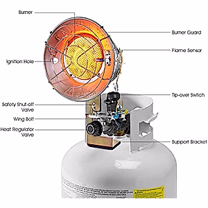 COOURIGHT 15,000 BTU Propane Tank Top Heater, Portable Outdoor Infrared Heater w/Automatic Shut-off Valve, Tip-over Switch, Ideal for Fishing Camping Hunting Climbing (Propane Cylinder not Included)