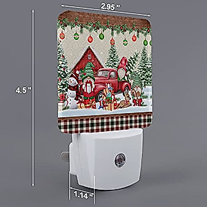 LED Night Light, Plug-in, Dusk to Dawn Sensor, Christmas Farmhouse Elk Gnome Truck Red Green Plaid Decorative Nightlight for Bedroom, Bathroom, Nursery, Hallway, Kitchen, Stairs, Kids Room