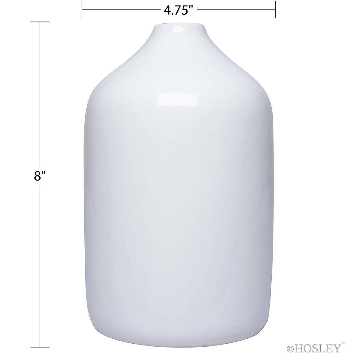 Hosley 8 Inch High White Ceramic Vase. Ideal Gift for Wedding Floral Vase Votive Garden Party Home Decor Office Spa Aromatherapy O9
