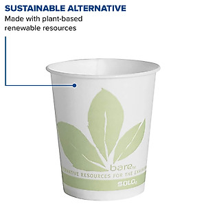 Bare Eco-Forward Leaf Print Disposable Wax Coated Paper Drinking Cup 5 oz. 100 Ct