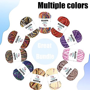 Kulahlik 250g(5x50g) Acrylic Yarn for Crochet/Knitting, Colorful Gradient Yarn Thread, 5 Rolls Skeins, Perfect for Any Knitting Crochet and Crafts Mini Project