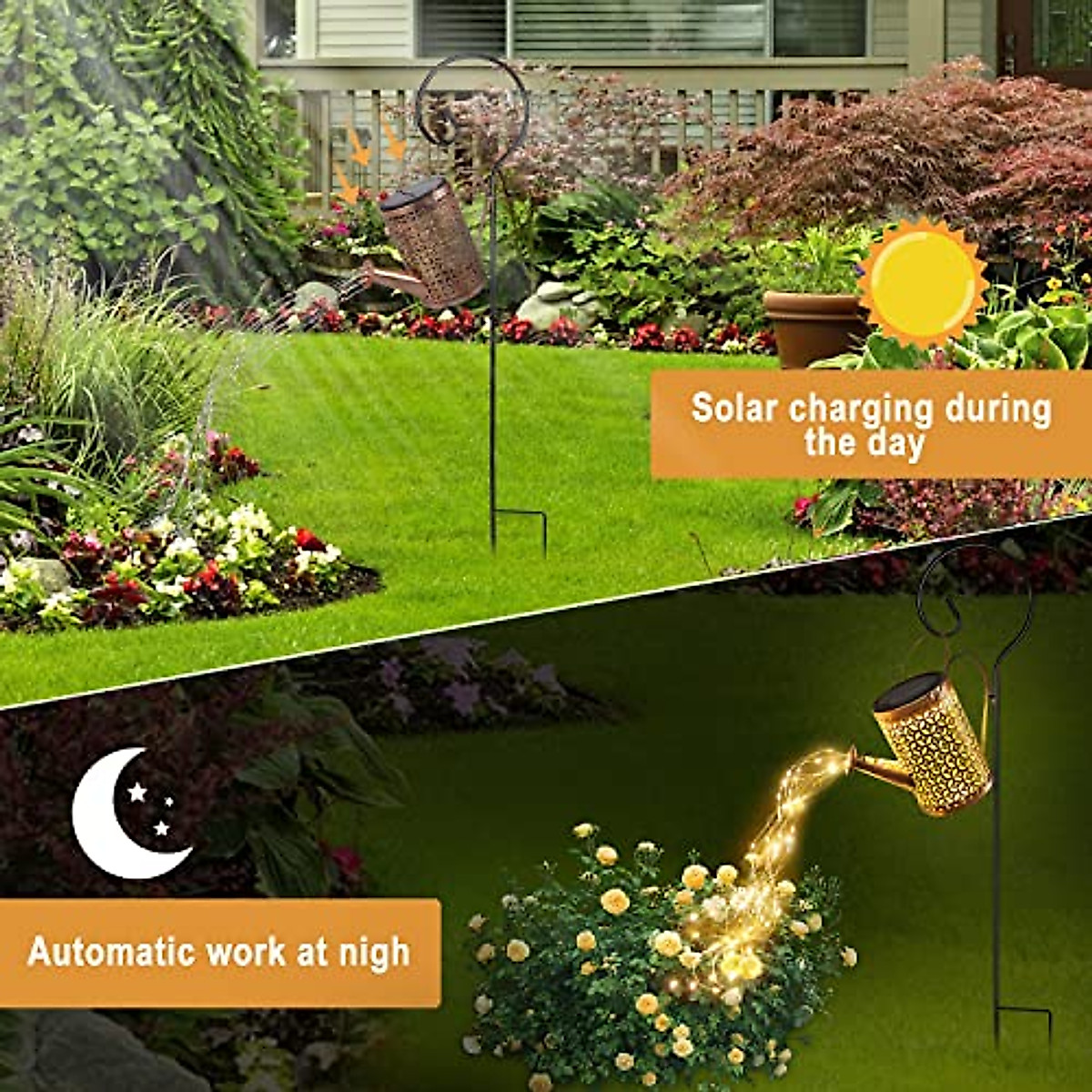 Solar Watering Can Lights, Bigger Garden Lights, Solar Lights Outdoor Waterproof Garden Decor Lights for outside, Metal Hanging Solar Landscape Light Decorative, Yard Decor Decoration Patio Gifts